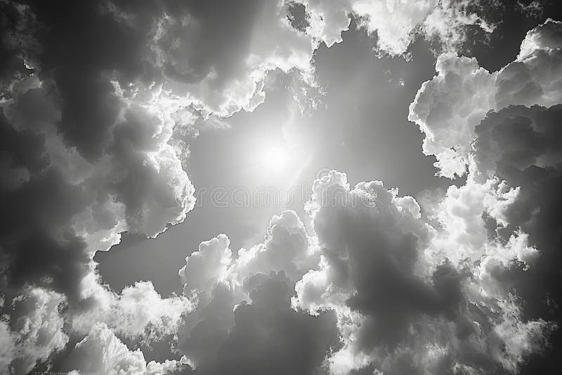 Illustration of Black and White Photograph of a Grey Sky, High Quality ...