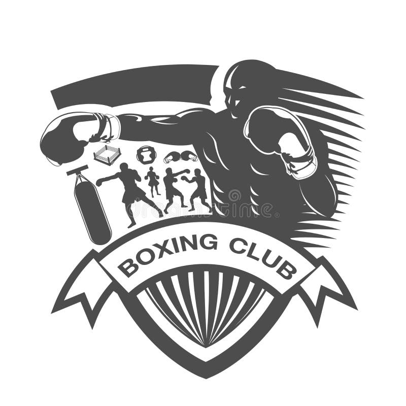 Illustration of Black and White Training Concept for Boxing Label Stock ...