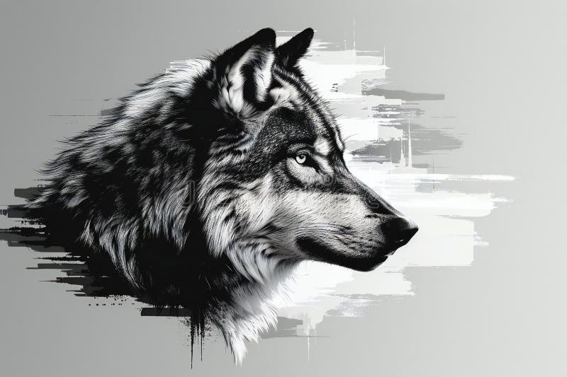 Illustration of Black and White Wolf Logo, High Quality, High ...