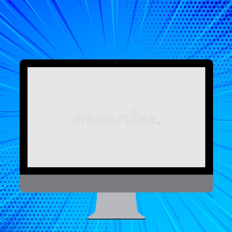 Illustration of Blank White Computer Monitor Mounted on Stand. Flat ...