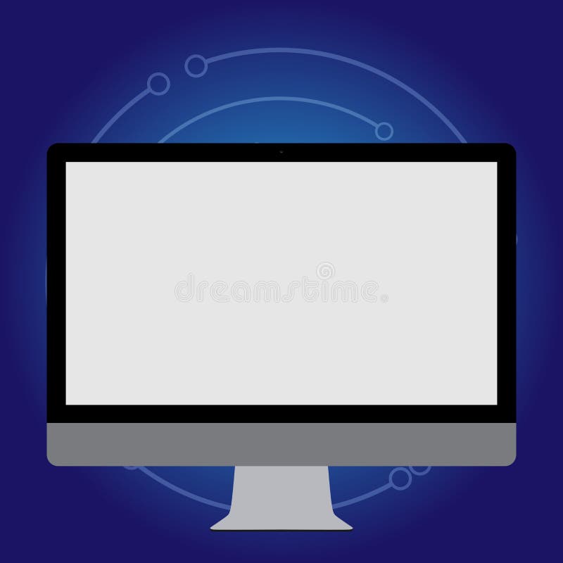 Illustration of Blank White Computer Monitor Mounted on Stand. Flat ...