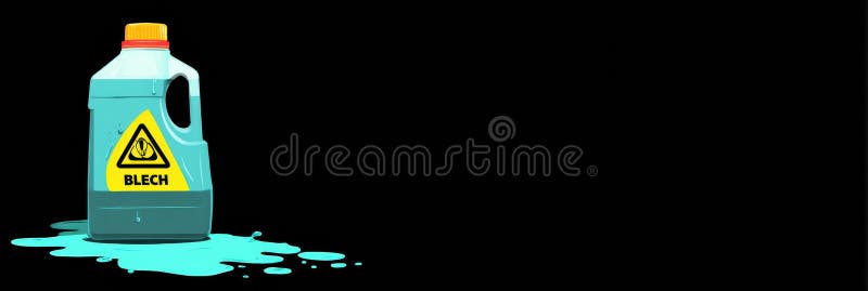 Illustration of Bleach Bottle with Spill and Warning Light Indicating ...