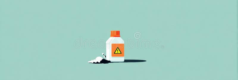Illustration of a Bleach Bottle with a Warning Light and a Spill ...