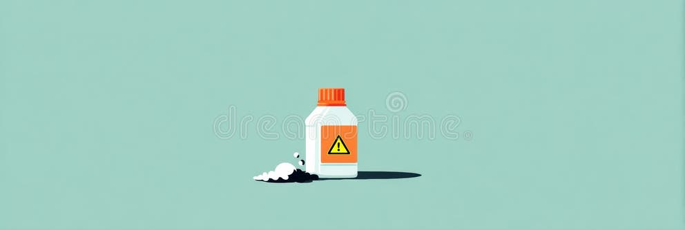 Illustration of a Bleach Bottle with a Warning Light and a Spill ...