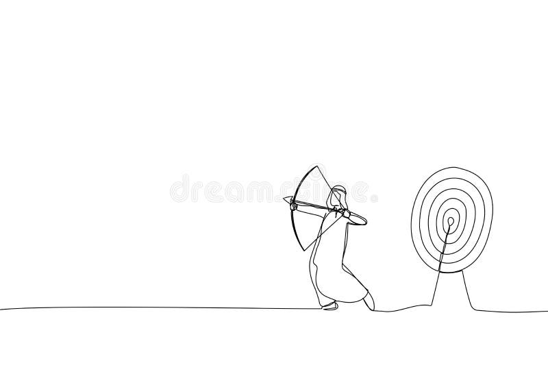 Illustration of Blindfold Arab Businessman Look for Target in Wrong ...