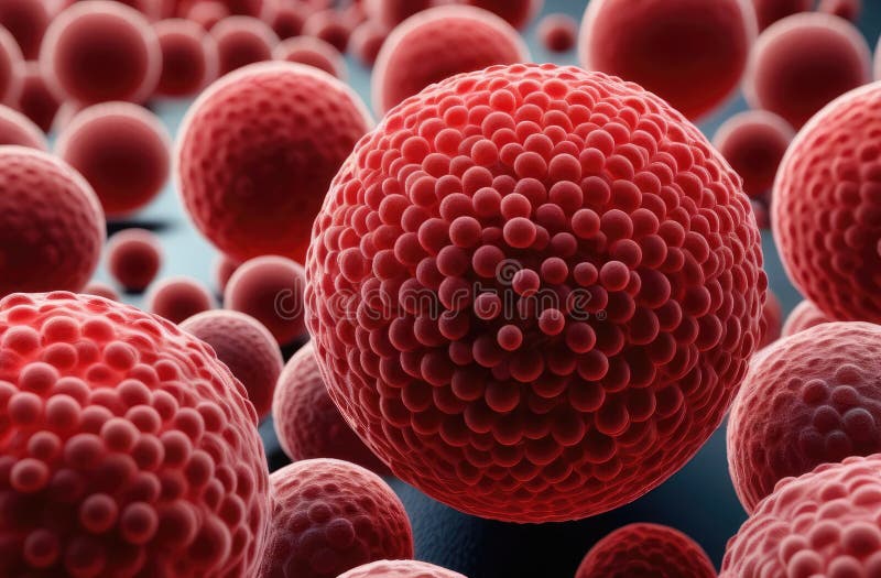 Illustration of Blood Cells Under Microscope. Microscopic Red Abstract ...
