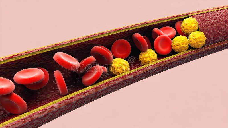 Illustration of a Blood Vessel, Highlighting a Critical Blockage from ...