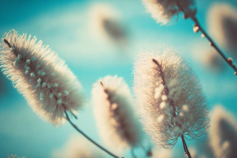 Blooming Fluffy Willow in Spring, Nature, Plants and Trees Stock ...