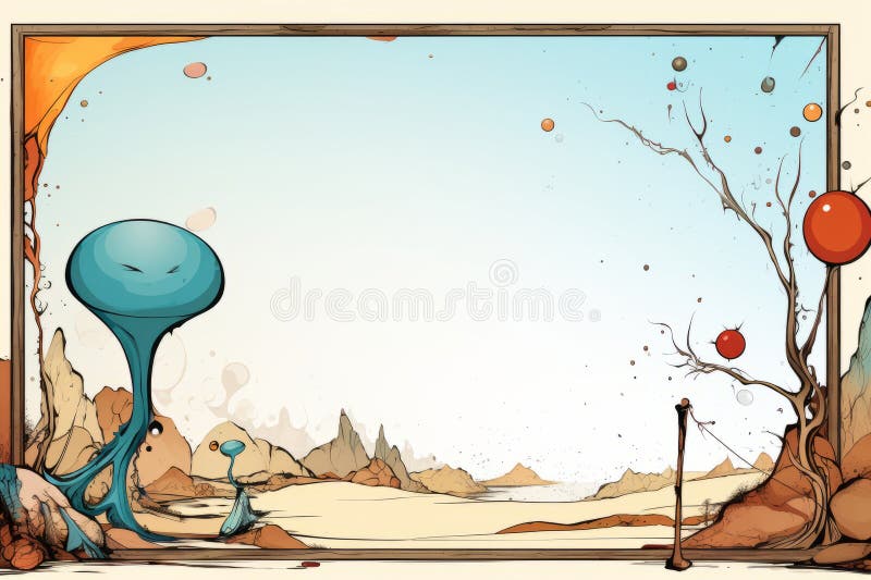 An Illustration of a Blue Alien Standing in Front of a Frame Stock ...
