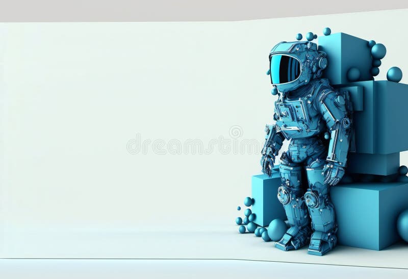 A Blue Astronaut, Digital Illustration Artwork, Technology, Science ...