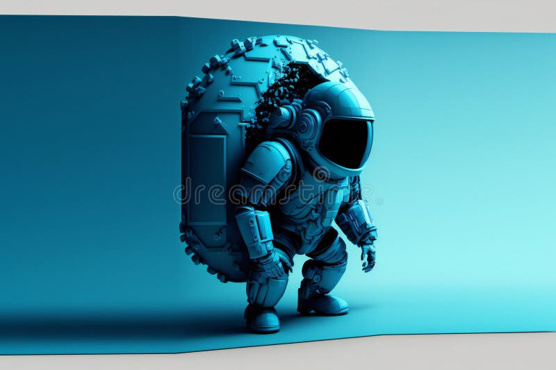 A Blue Astronaut, Digital Illustration Artwork, Technology, Science ...