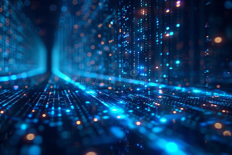 Illustration of Blue Background with Digital Code and Computer Graphics ...