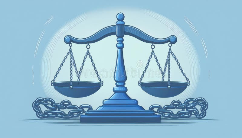 Illustration of a Blue Balance Scale Symbolizing Justice and Fairness ...