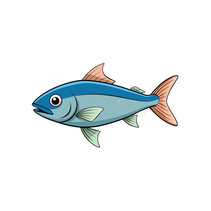 Illustration of Blue Cartoon Fish on a White Background Stock ...