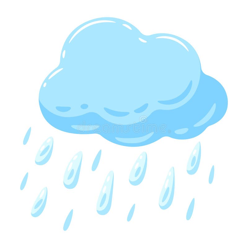 Illustration of Blue Cloud and Raindrops. Cartoon Image of Rain. Stock ...