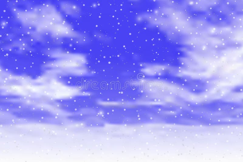 Illustration of Blue Cloudy Sky with Falling Snow Stock Illustration ...
