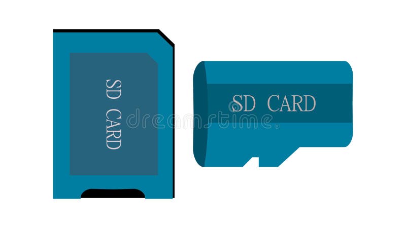 Illustration of Blue Color Memory Card, Isolated on White Background ...