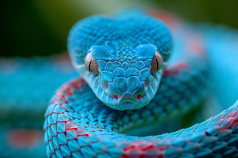 A Blue Color Snake with Its Head and Tail Up, High Quality, High ...