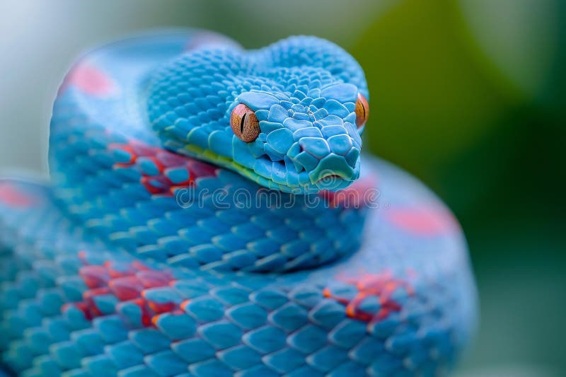 A Blue Color Snake with Its Head and Tail Up, High Quality, High ...