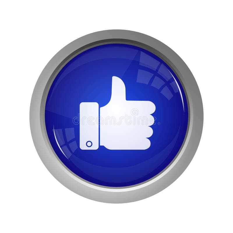 Illustration with Blue Customer Like Button on White Background ...