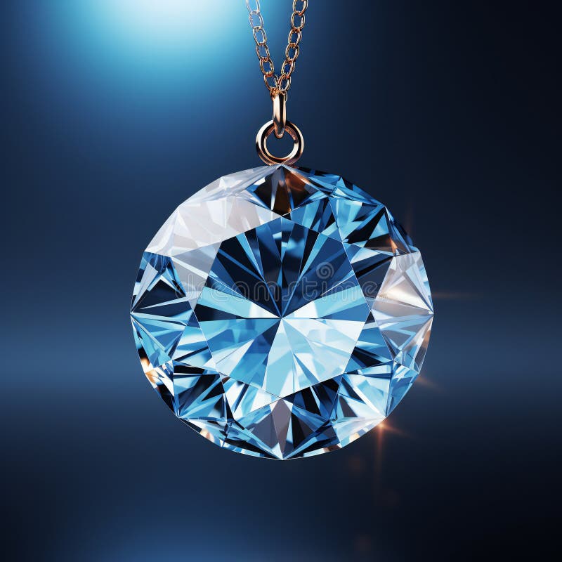 Illustration of a Blue Diamond Hanging on a Chain on a Blue Background ...