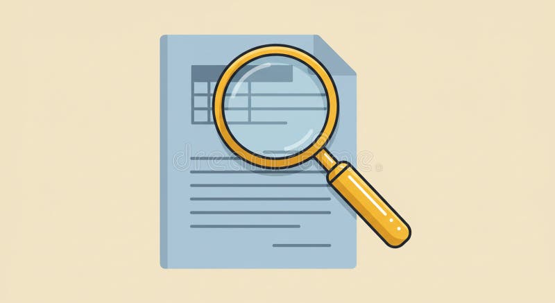 Illustration of a Blue Document with Text and a Table, Featuring a ...