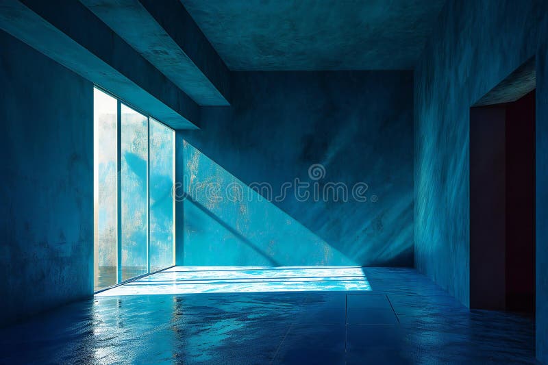 Blue Empty Room with Blue Walls, Ceiling and Floor Stock Illustration ...