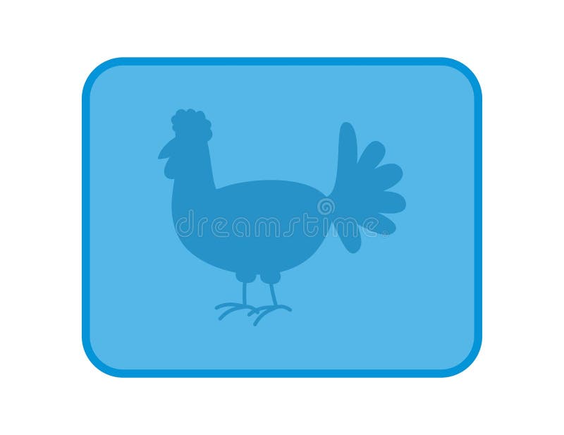 Illustration of Blue Farm Hen in Rectangular Panel with Rounded Edge ...