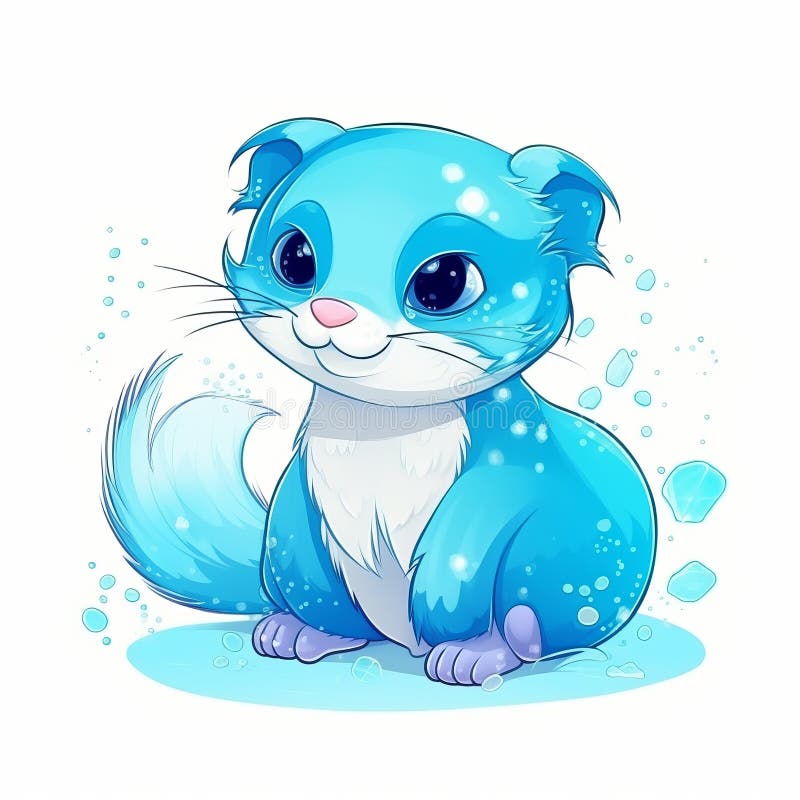 Illustration of a Blue Ferret on White Background Generative AI Stock ...