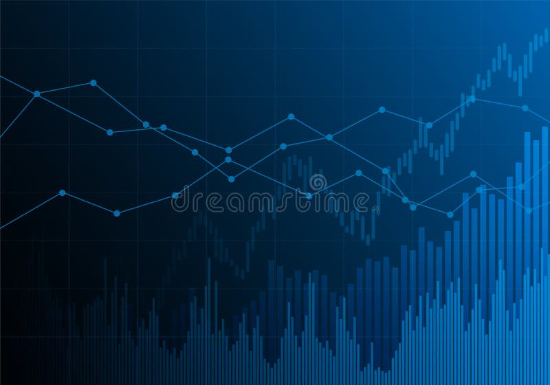 Illustration of Blue Financial Chart with Increasing Tendency. Market ...