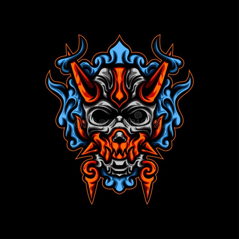 Illustration Blue Fire Devil Stock Vector - Illustration of abstract ...