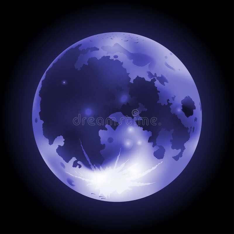 Illustration of Blue Full Moon Stock Vector - Illustration of vector ...