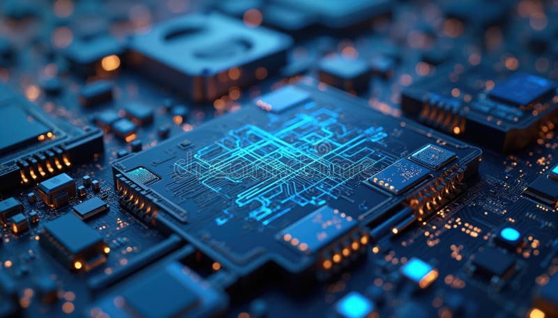 Illustration Blue Glowing Digital Technology Mechanical Structure ...