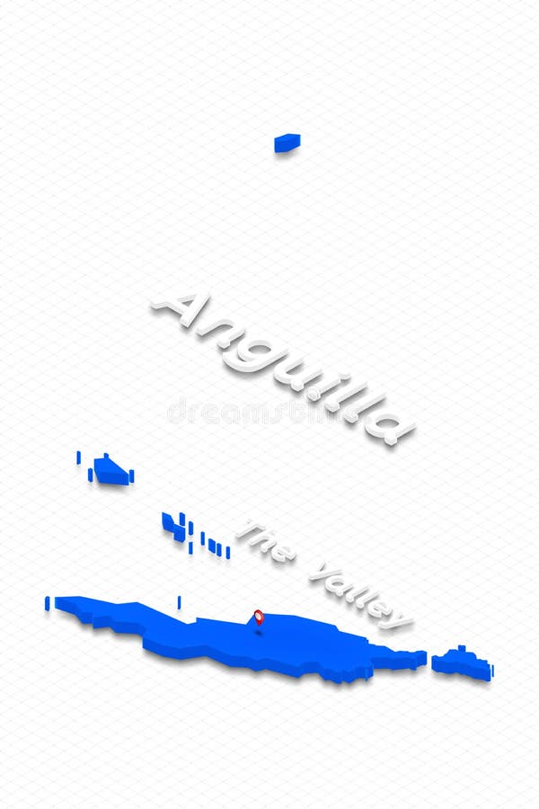 Map of Anguilla. 3D Isometric Perspective Illustration Stock Image ...