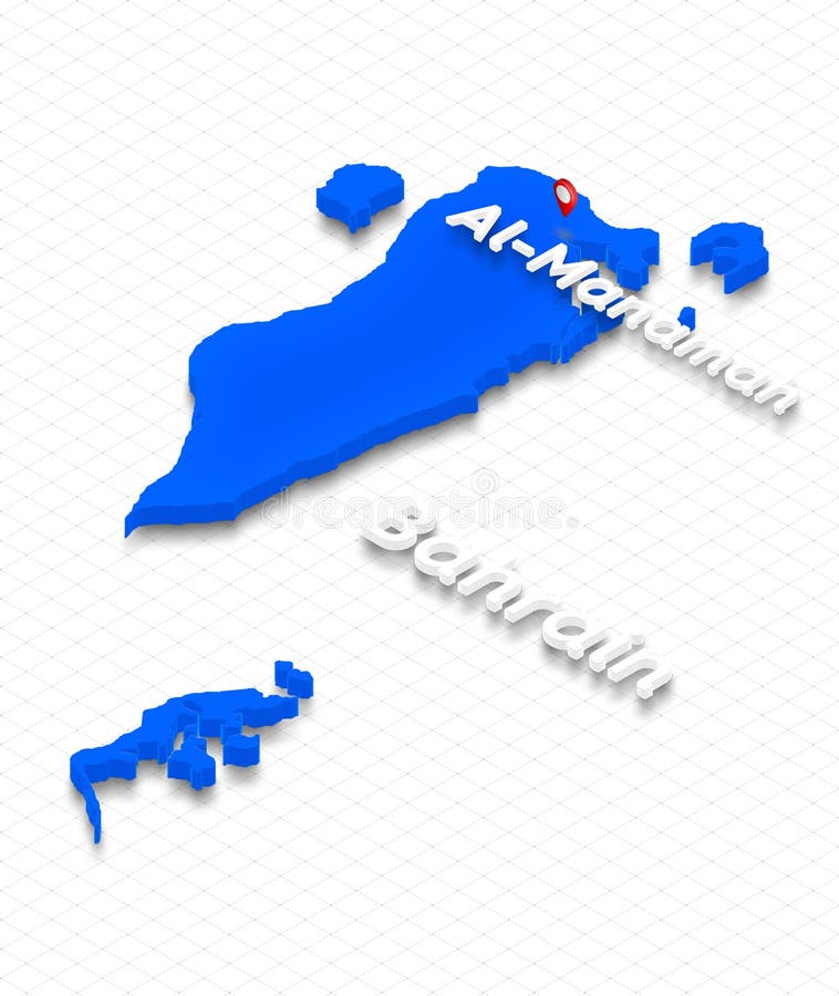 Map of Bahrain. 3D Isometric Perspective Illustration Stock ...