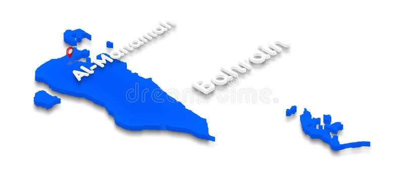 Map of Bahrain. 3D Isometric Perspective Illustration Stock ...