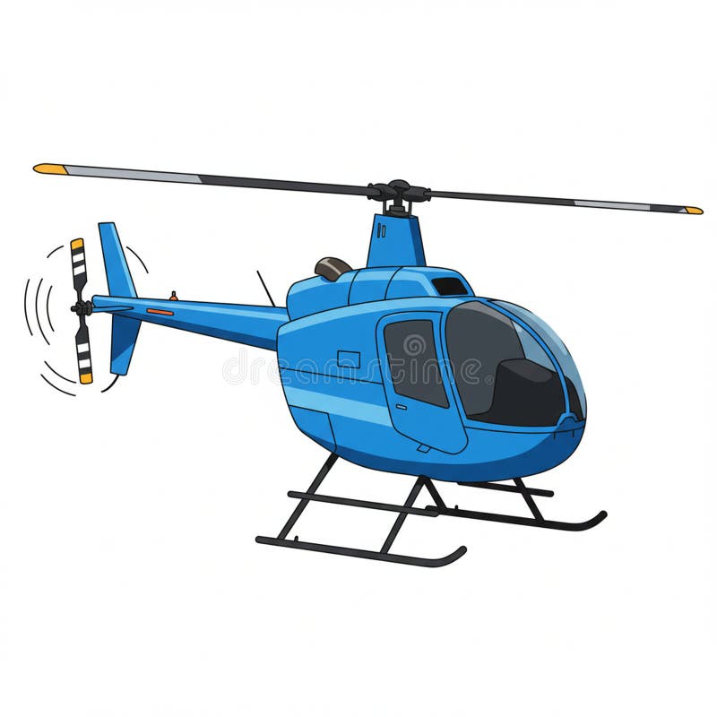 Illustration of a Blue Helicopter with a Sleek, Streamlined Body. it ...