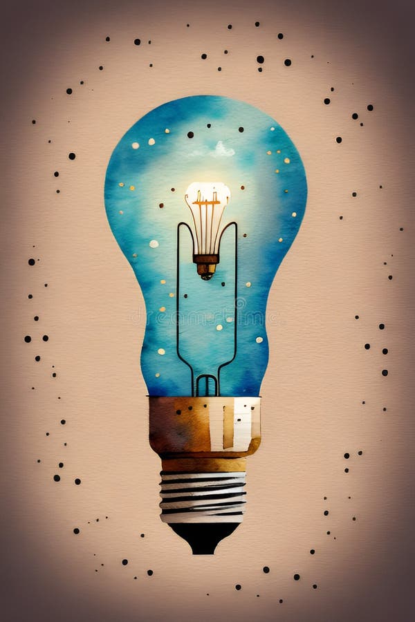 Illustration of a Blue Light Bulb Created with Generative AI Technology ...