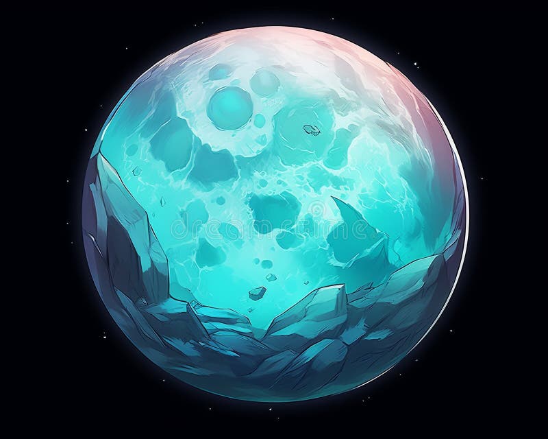 An Illustration of a Blue Moon in Space Stock Illustration ...