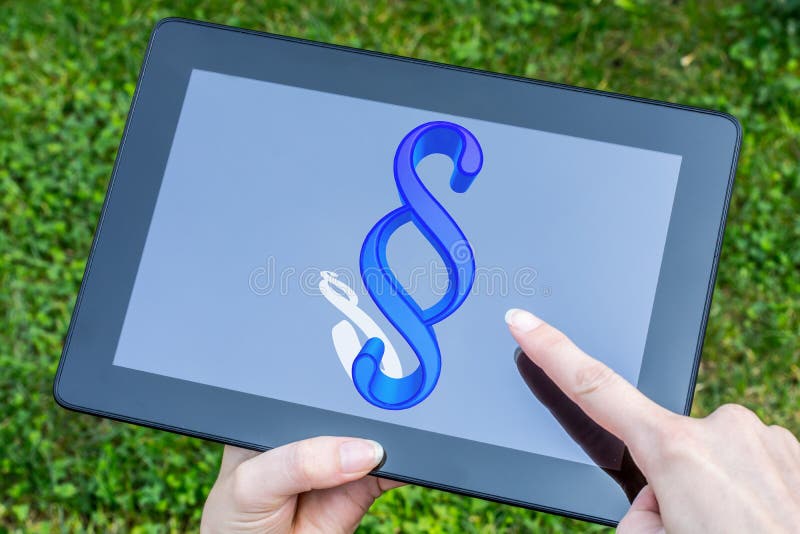 Illustration of a Blue Paragraph Sign with Shadow on a Tablet Display ...