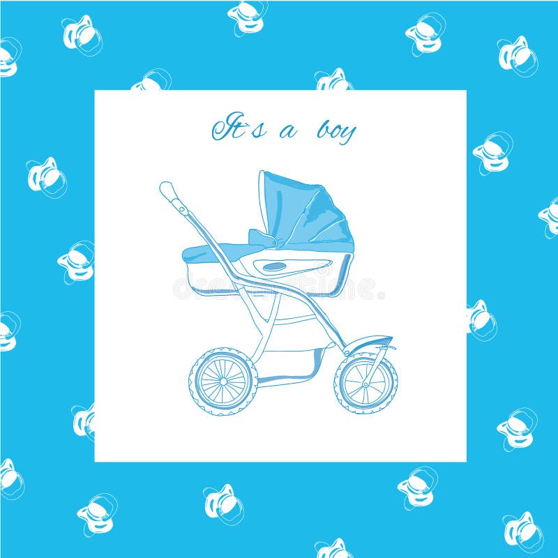 Illustration of Blue Pram with Nipples Stock Vector - Illustration of ...