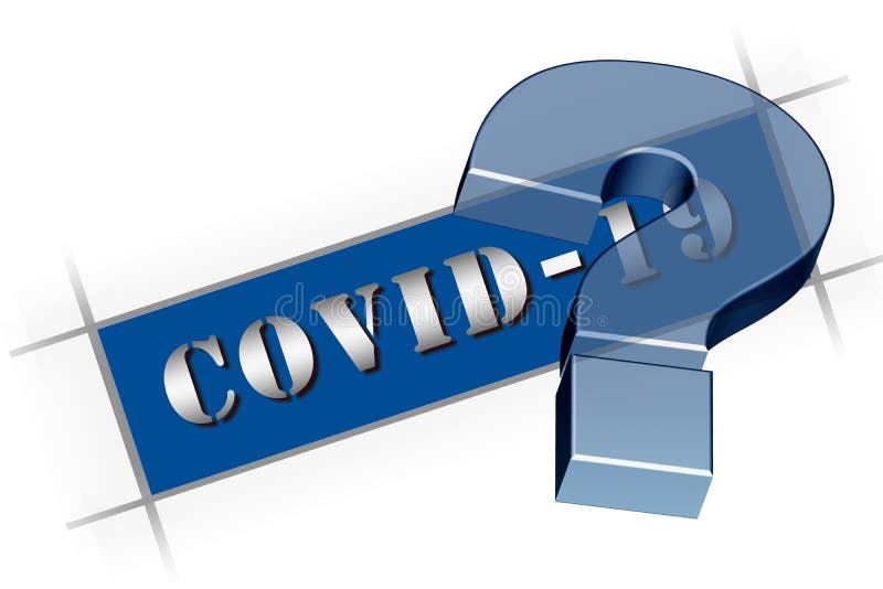 Illustration of a Blue Question Sign Against a COVID-19 Writing Stock ...