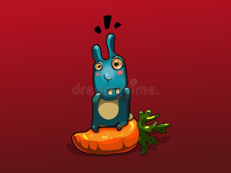 Blue Rabbit Sitting Character Animal Illustration Cartoon Stock ...