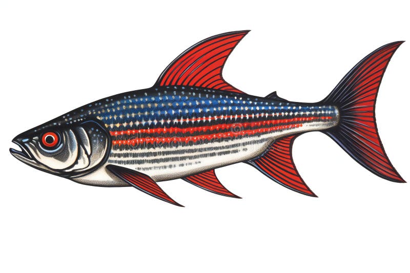 Illustration of a Blue and Red Fish Isolated on a White Background ...