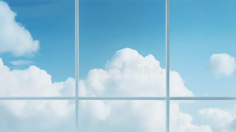 Illustration of Blue Sky with Clouds Floating in the Window ...