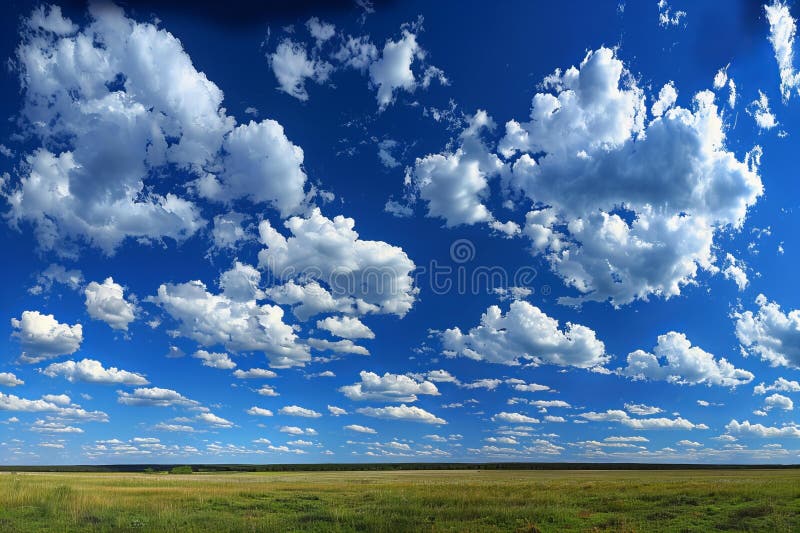 Illustration of Blue Sky with White Clouds, Panoramic View, Clean ...