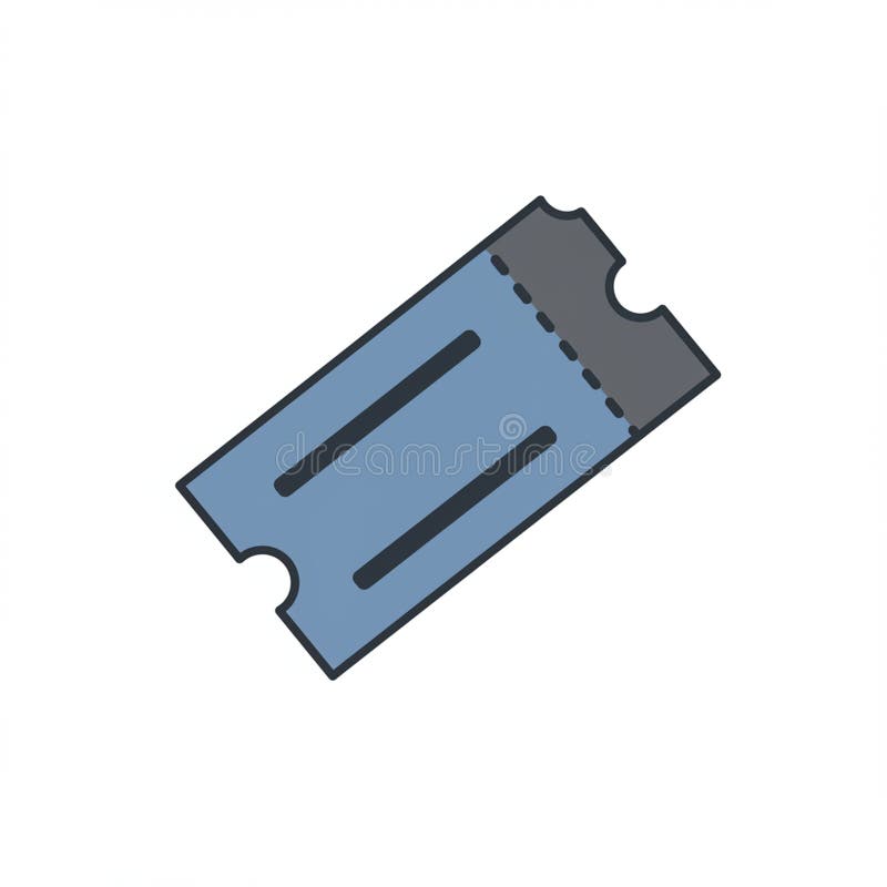 Illustration of a Blue Ticket with a Gray Top, Featuring Perforated ...