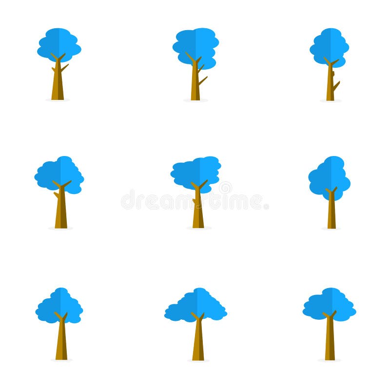 Illustration of Blue Tree Set Stock Vector - Illustration of spring ...