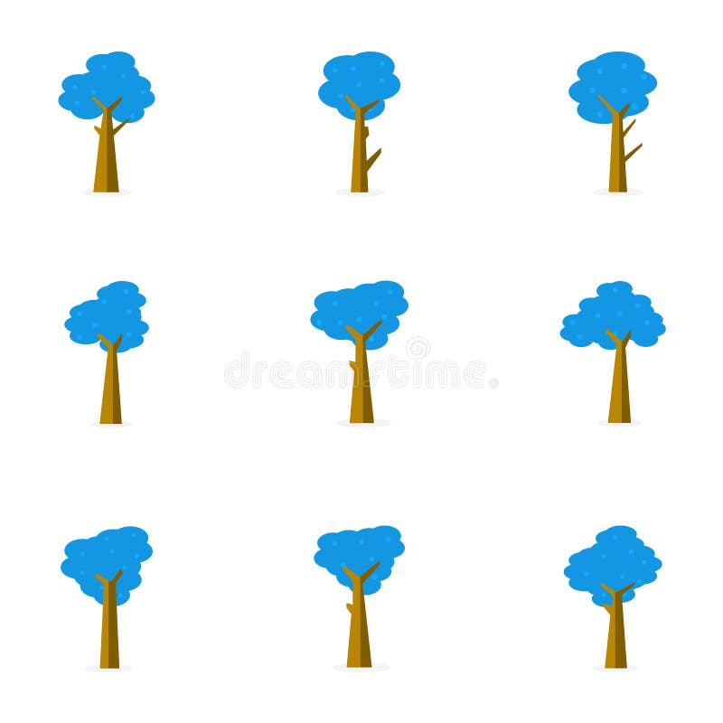 Illustration of Blue Tree Set Stock Vector - Illustration of plant ...