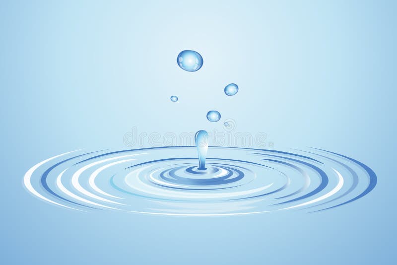 Illustration of Blue Water Drop Falling To a Liquid Surface Stock ...